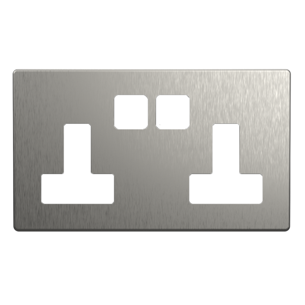 Socket Faceplate (2 Gang) - Stainless Steel