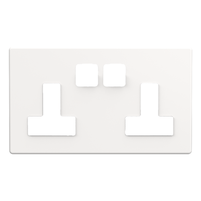 Socket Faceplate (2 Gang) - White Metal